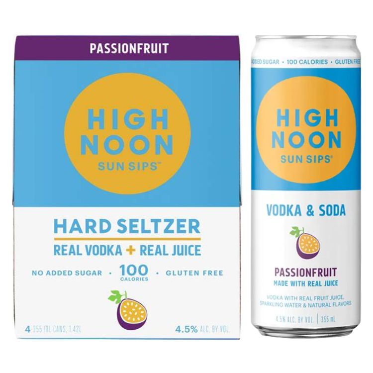High Noon Passionfruit Vodka Hard Seltzer - 355ml x 4 – Liquor Freight