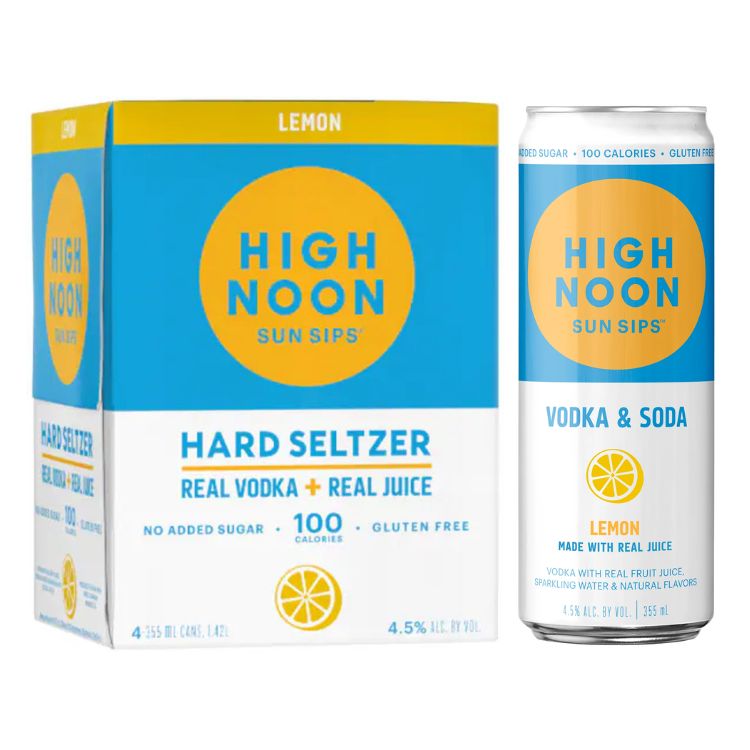 High Noon Lemon Vodka Hard Seltzer - 355ml x 4 – Liquor Freight