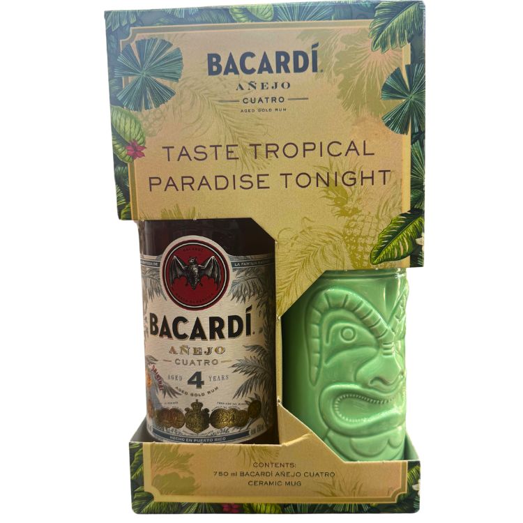 Bacardi Anejo 4 Year w/ Tiki Mug Gift Set Rum - 750ml – Liquor Freight